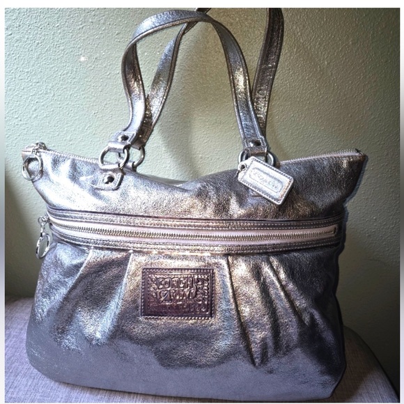 Coach | Bags | Coach Poppy Metallic With Lilac Interior Euc | Poshmark
